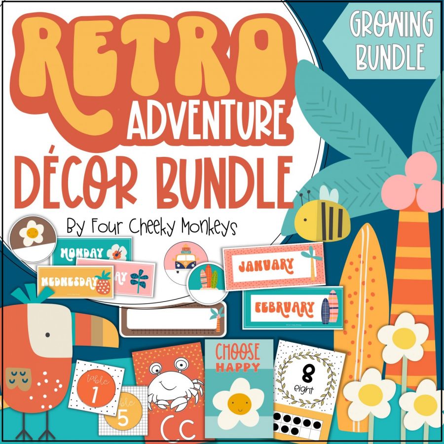 Groovy Classroom Decor - Retro Adventure - four cheeky monkeys